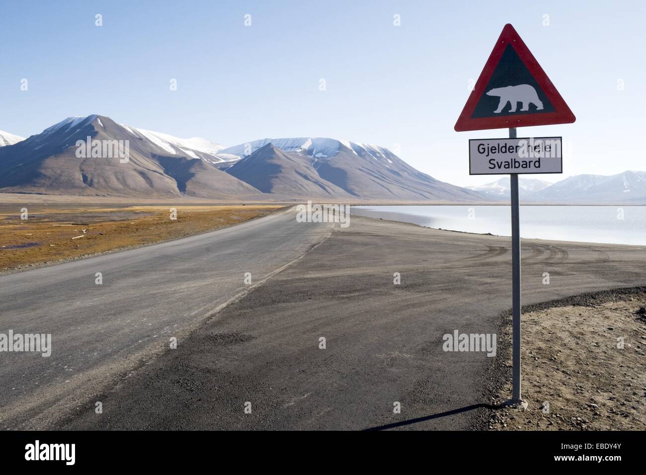 Norway Svalbard Longyearbyen, Bear danger sign Stock Photo - Alamy