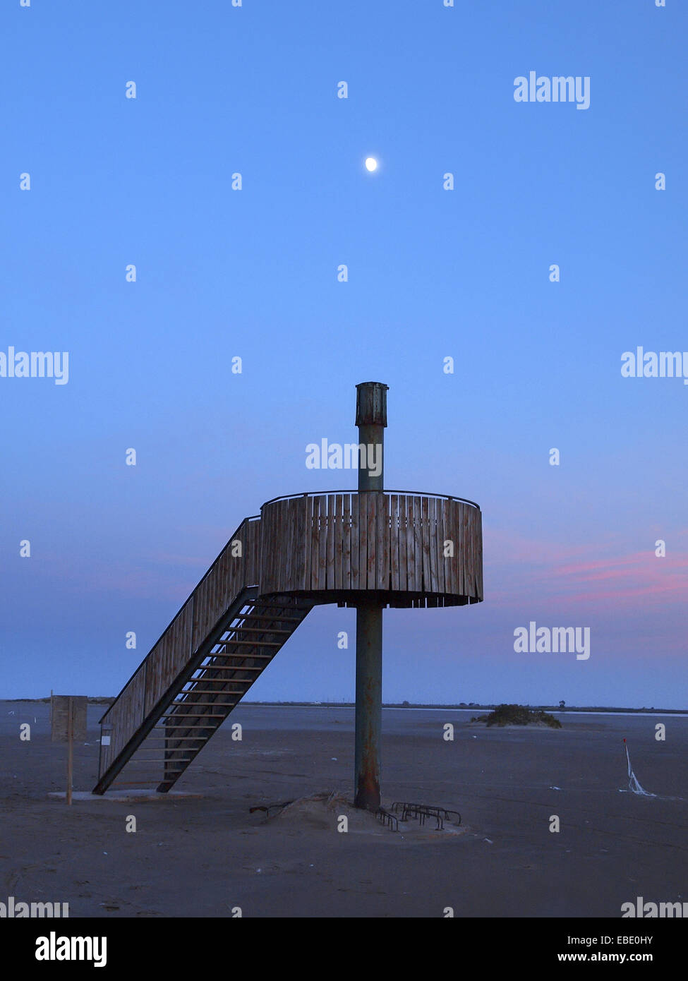 Birdwatching point at Fangar Sand Peninsula. Ebro River Delta Natural ...