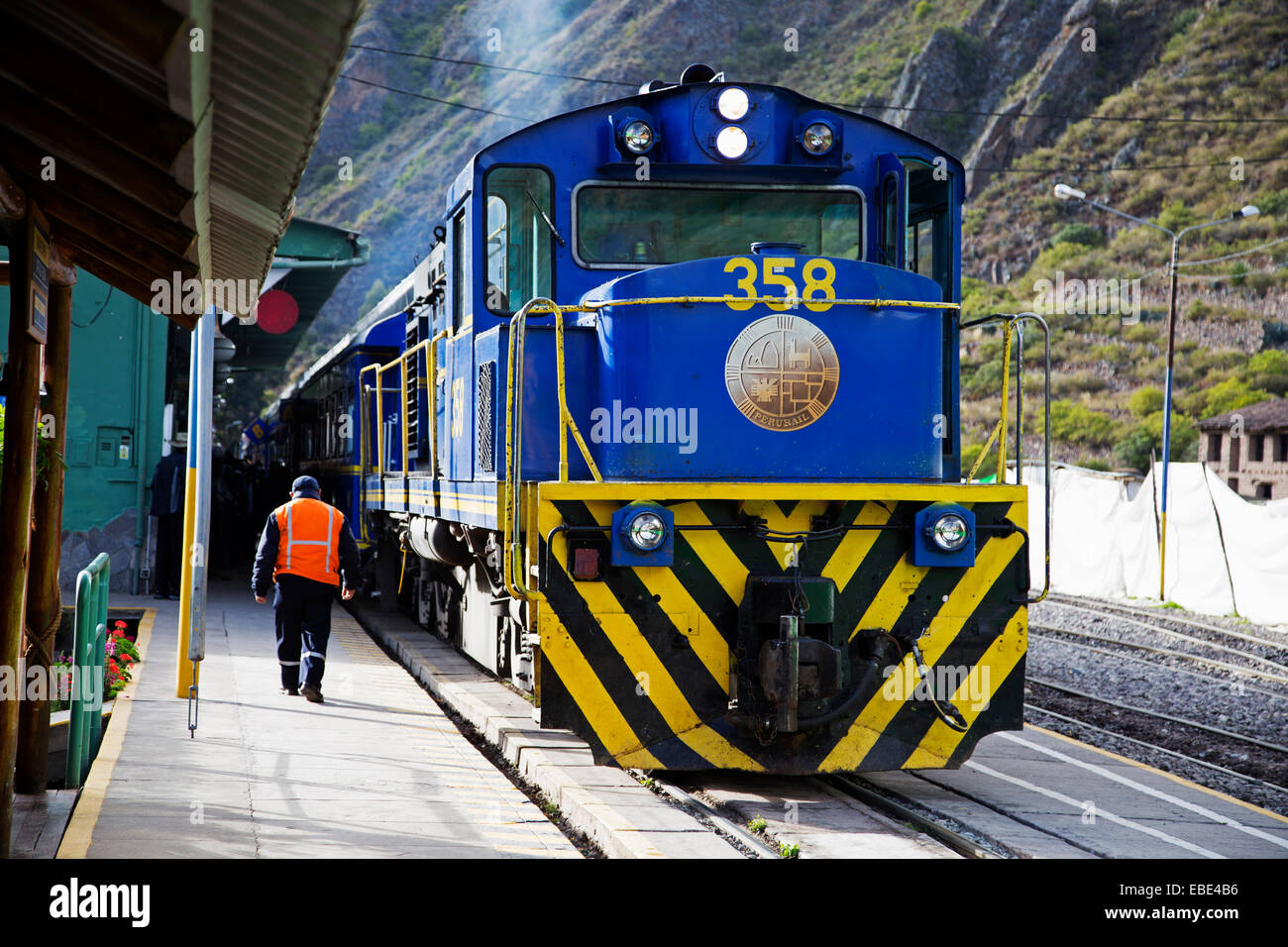 Train at Station, Ollantaytambo, Urubamba Province, Cusco Region,Peru ...