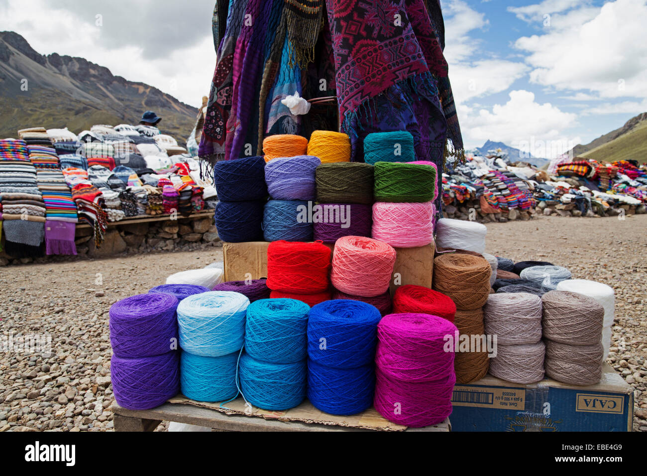 Roadside Weaving Vendor, Altiplano Region, Peru Stock Photo - Alamy