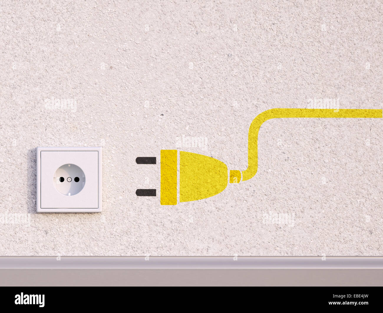 Digital Illustration of Electrical Socket on Concrete Wall with Plug ...