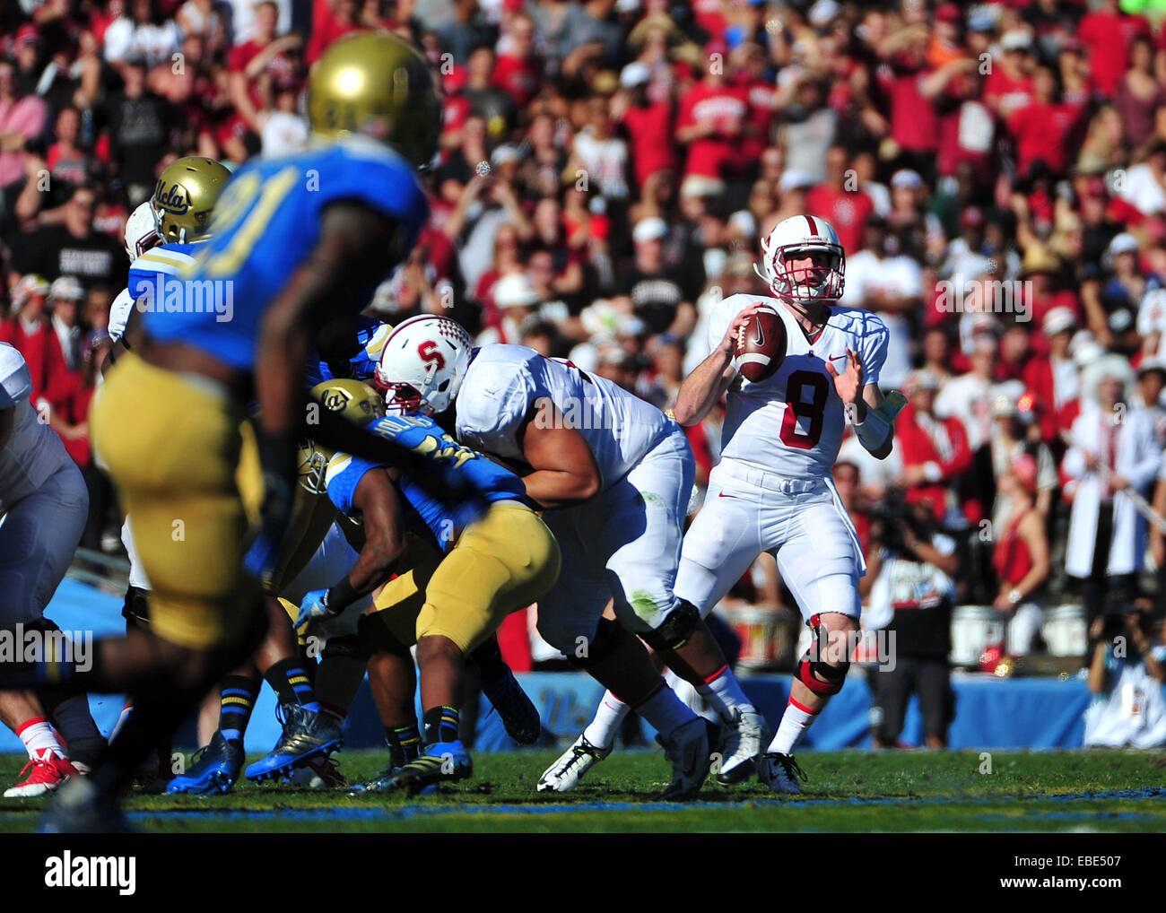 Pasadena, CA. 28th Nov, 2014. QB Kevin Hogan #8 of Stanford in action ...
