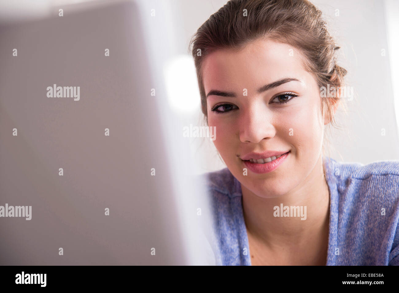 Back view girl desktop computer hi-res stock photography and images - Alamy