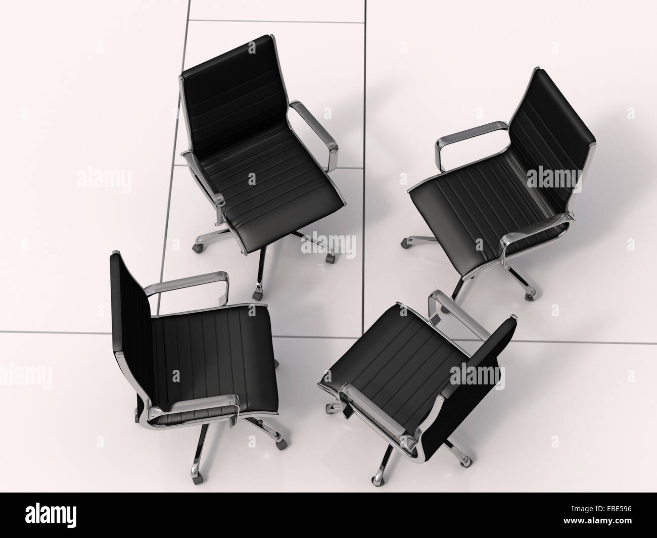 Overhead View of Four Business Chairs on White Floor Stock Photo - Alamy