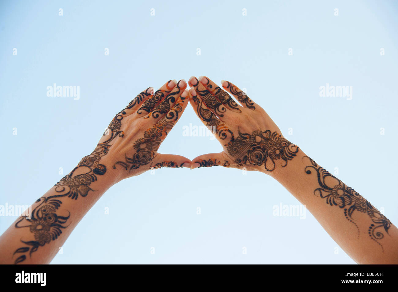 Woman's Hands and Arms Painted with Henna in Arabic Style, forming ...
