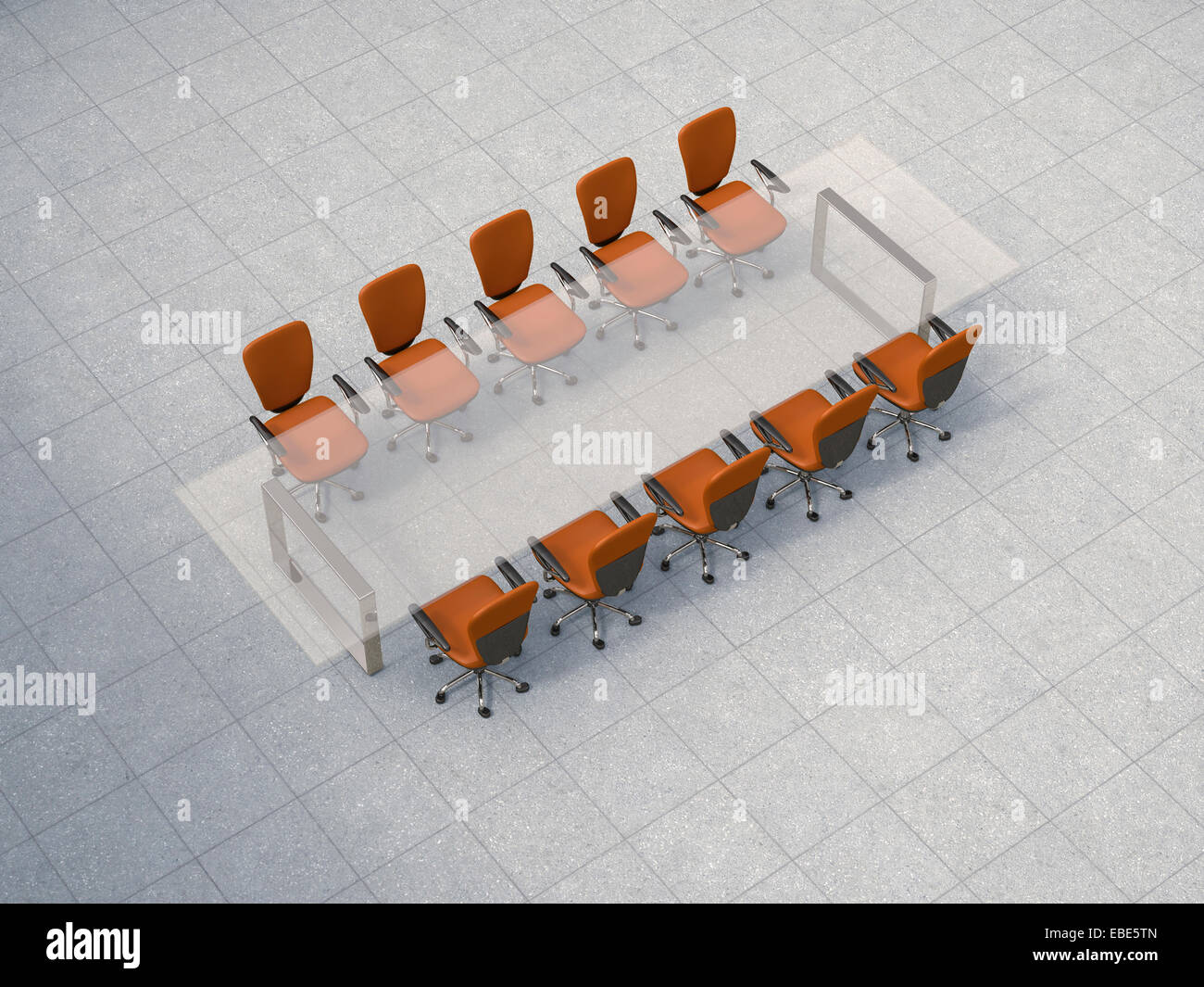 Illustration of glass conference table with business chairs on granite ...