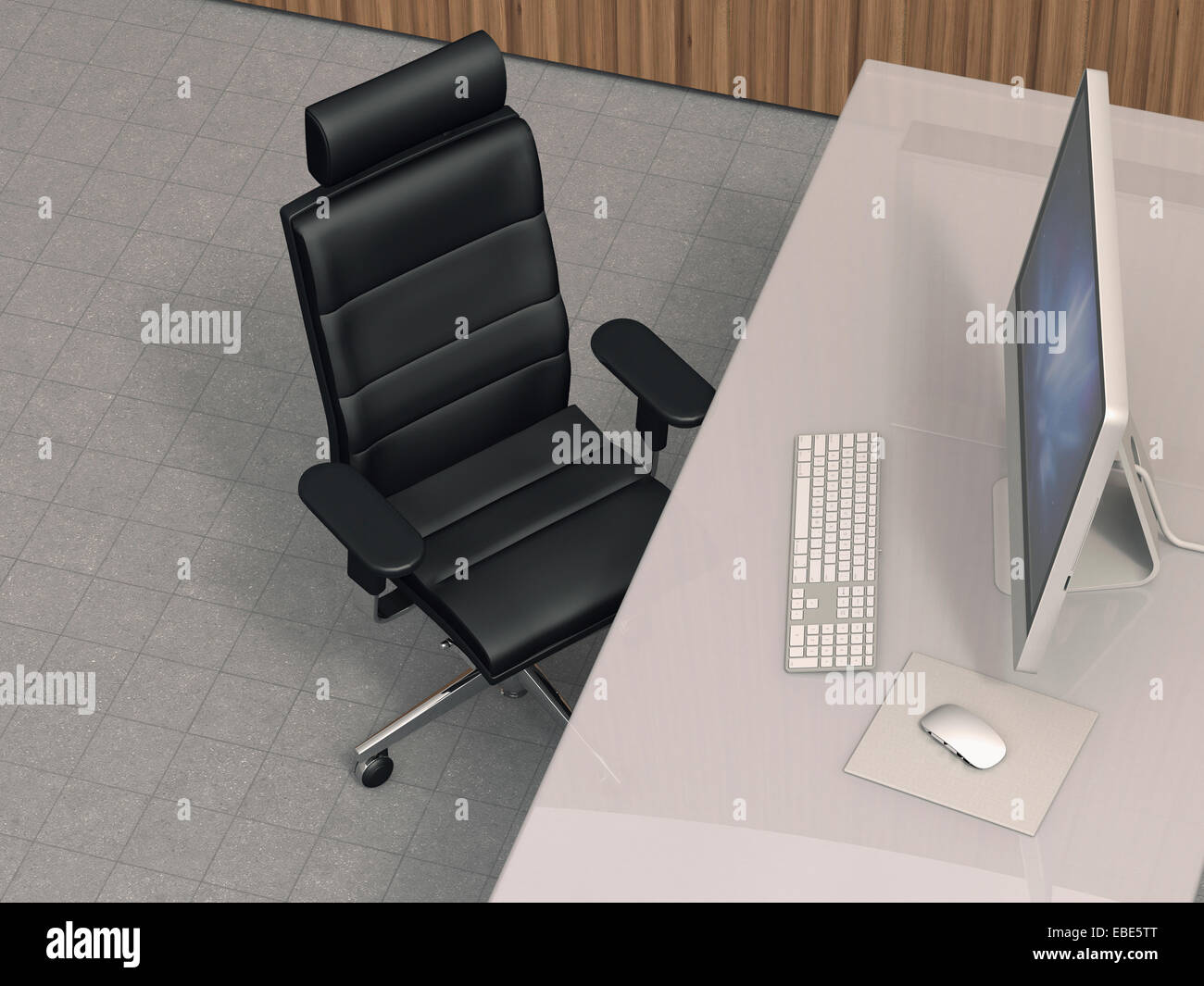 Illustration of modern work station with desktop computer, leather ...
