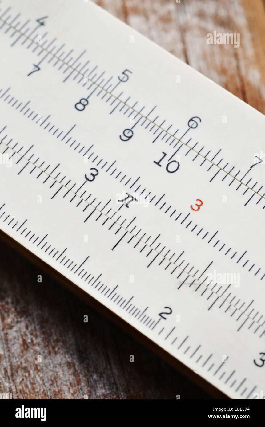 Close-up of Old Wooden Slide Rule Stock Photo - Alamy