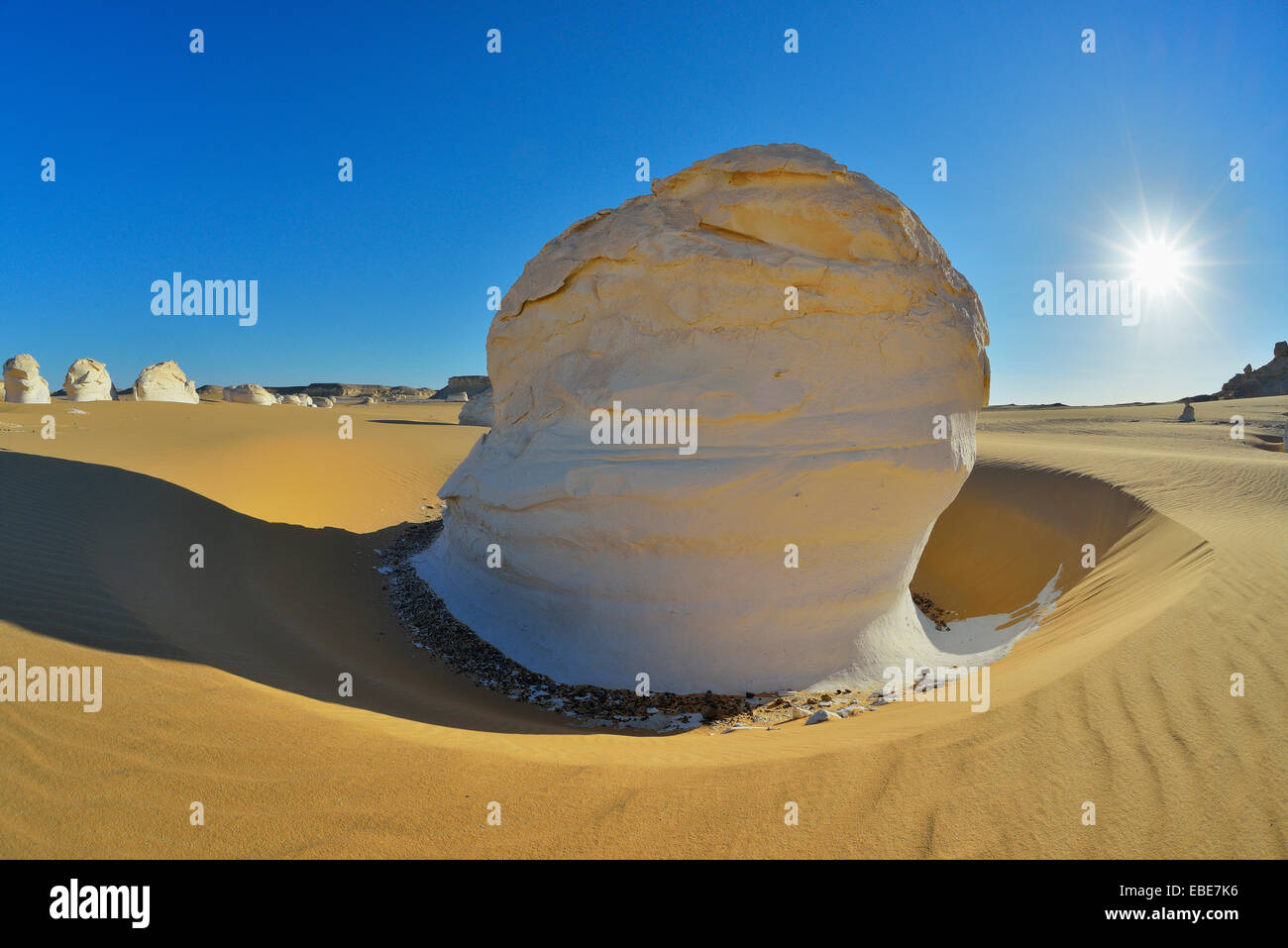 Rock Formations and Sun in White Desert, Libyan Desert, Sahara Desert ...