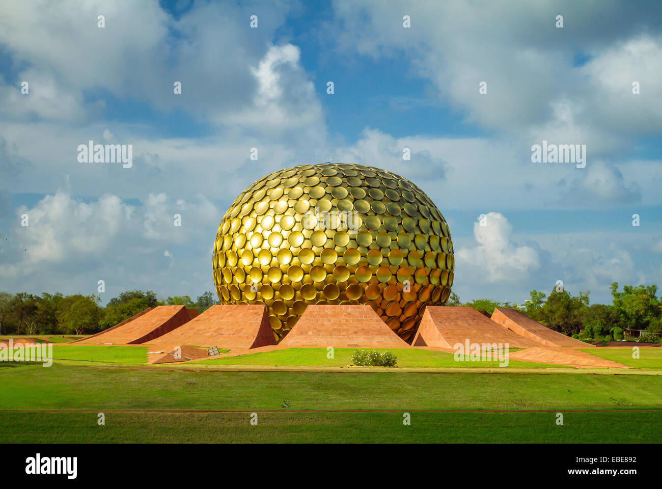 Matrimandir - Golden Temple in Auroville, Tamil Nadu, India Stock Photo ...