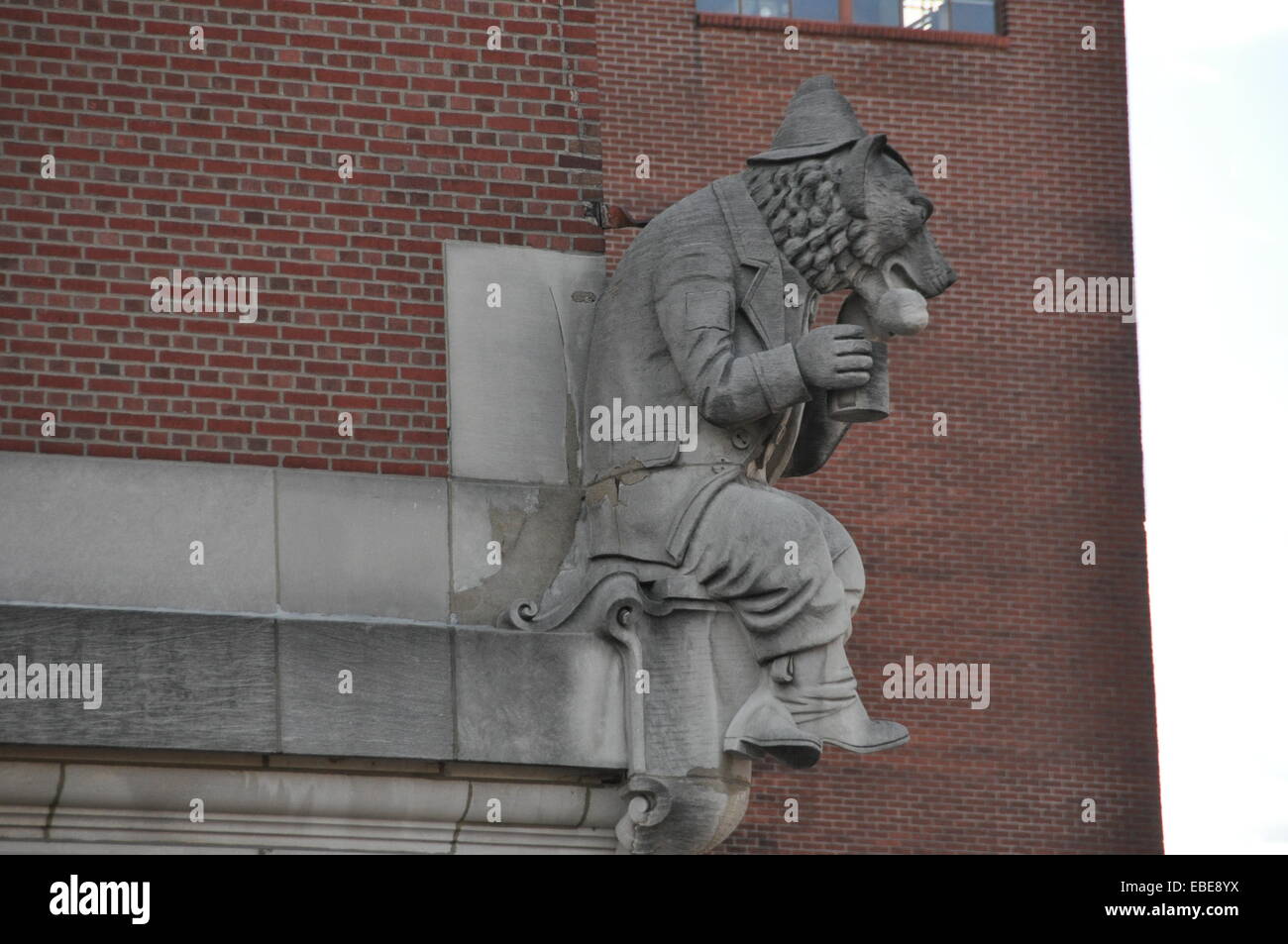 Renard the fox gargoyle at Anheuser-Busch Brewery, St Louis Stock Photo ...
