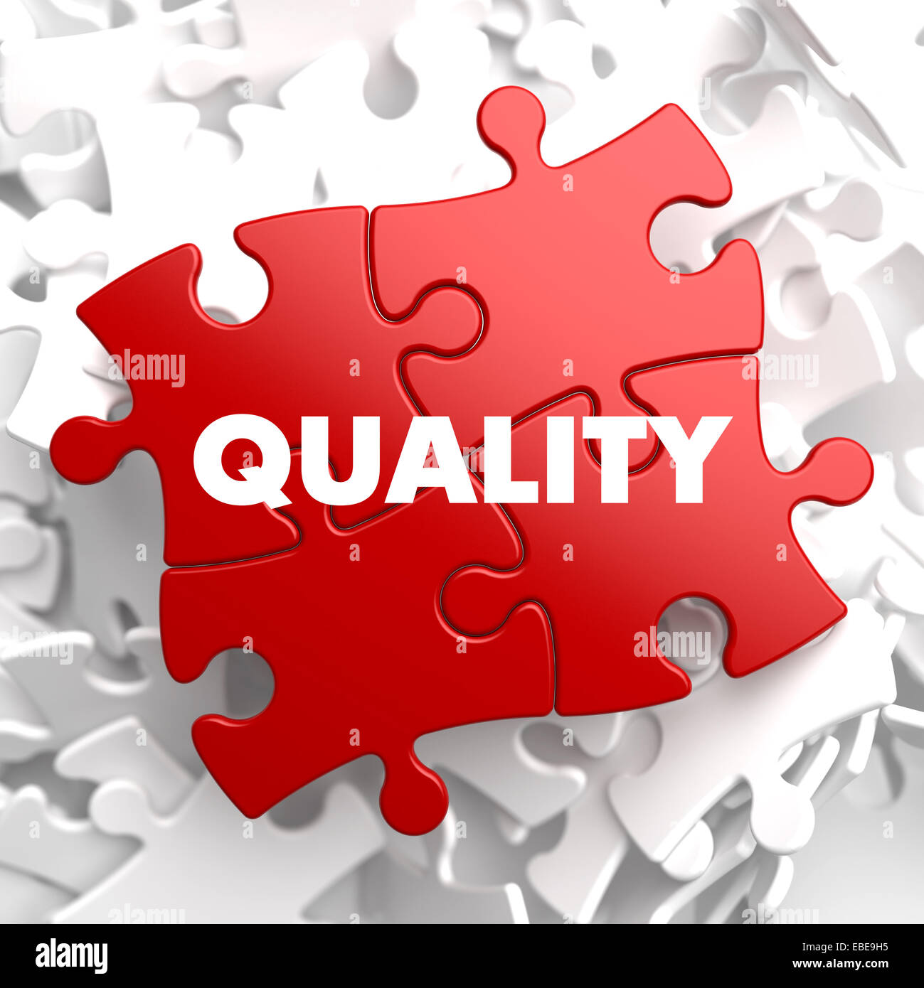 Quality Wording on Red Puzzle on White Background Stock Photo - Alamy