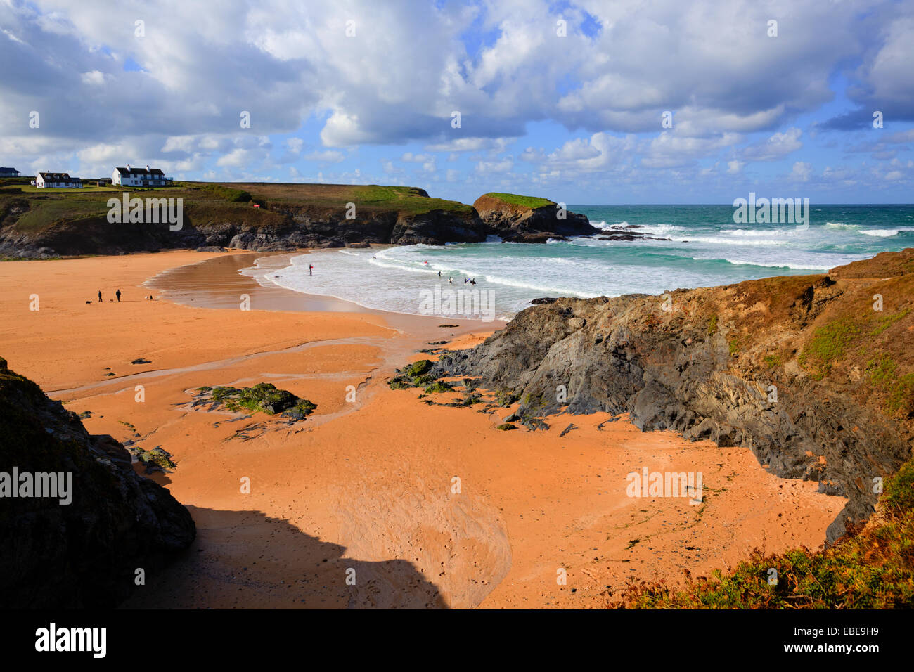 Treyarnon Bay Cornwall England UK Cornish north coast between Newquay ...