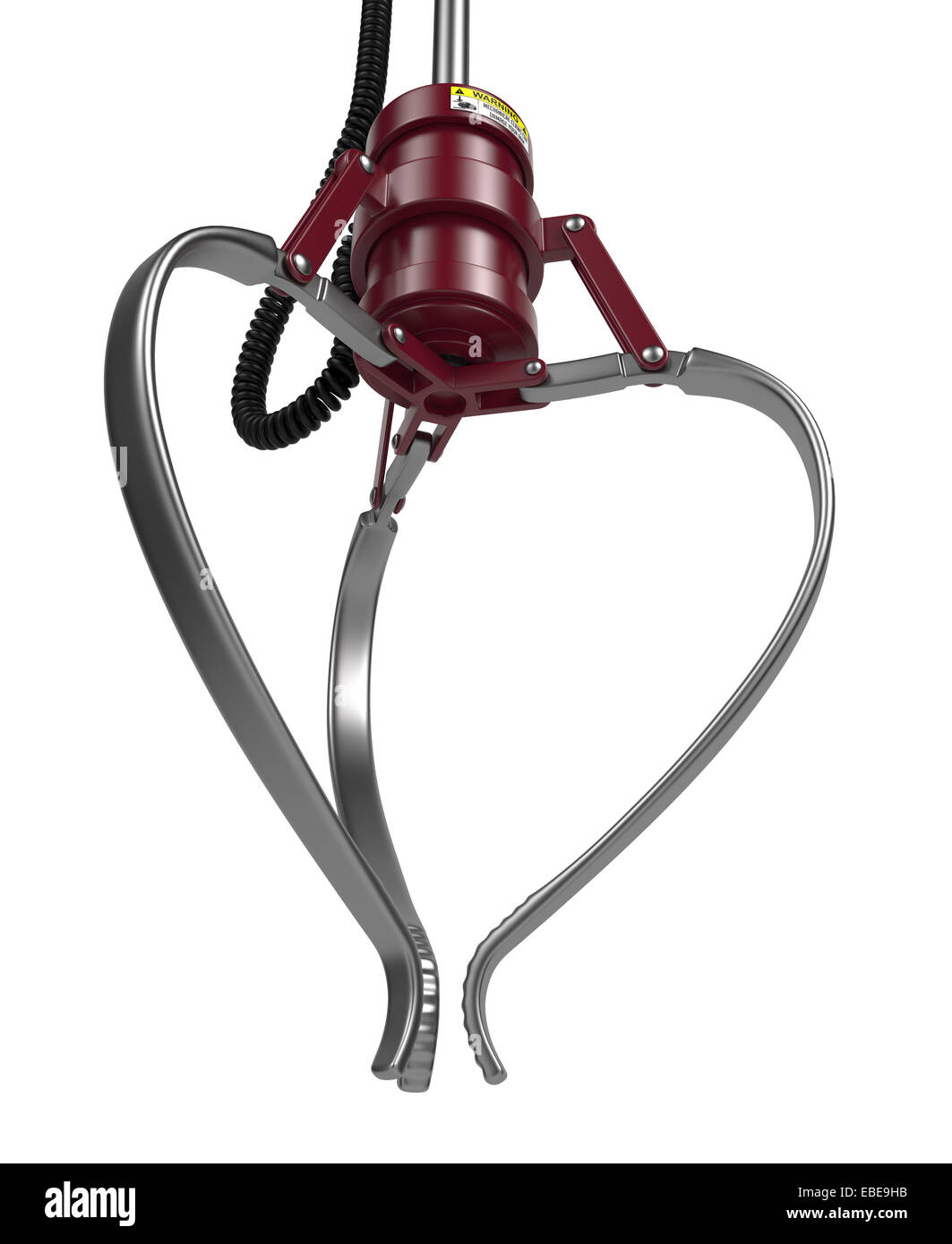 Closed Metal Robotic Claw in Maroon Color Isolated on White Background ...