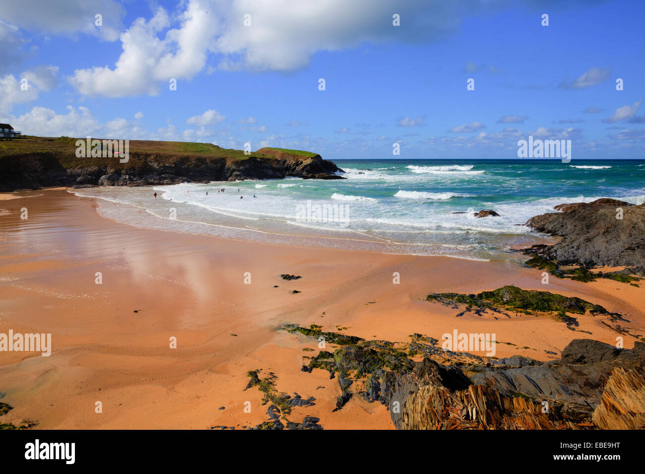 Treyarnon Bay Cornwall England UK Cornish north coast between Newquay ...