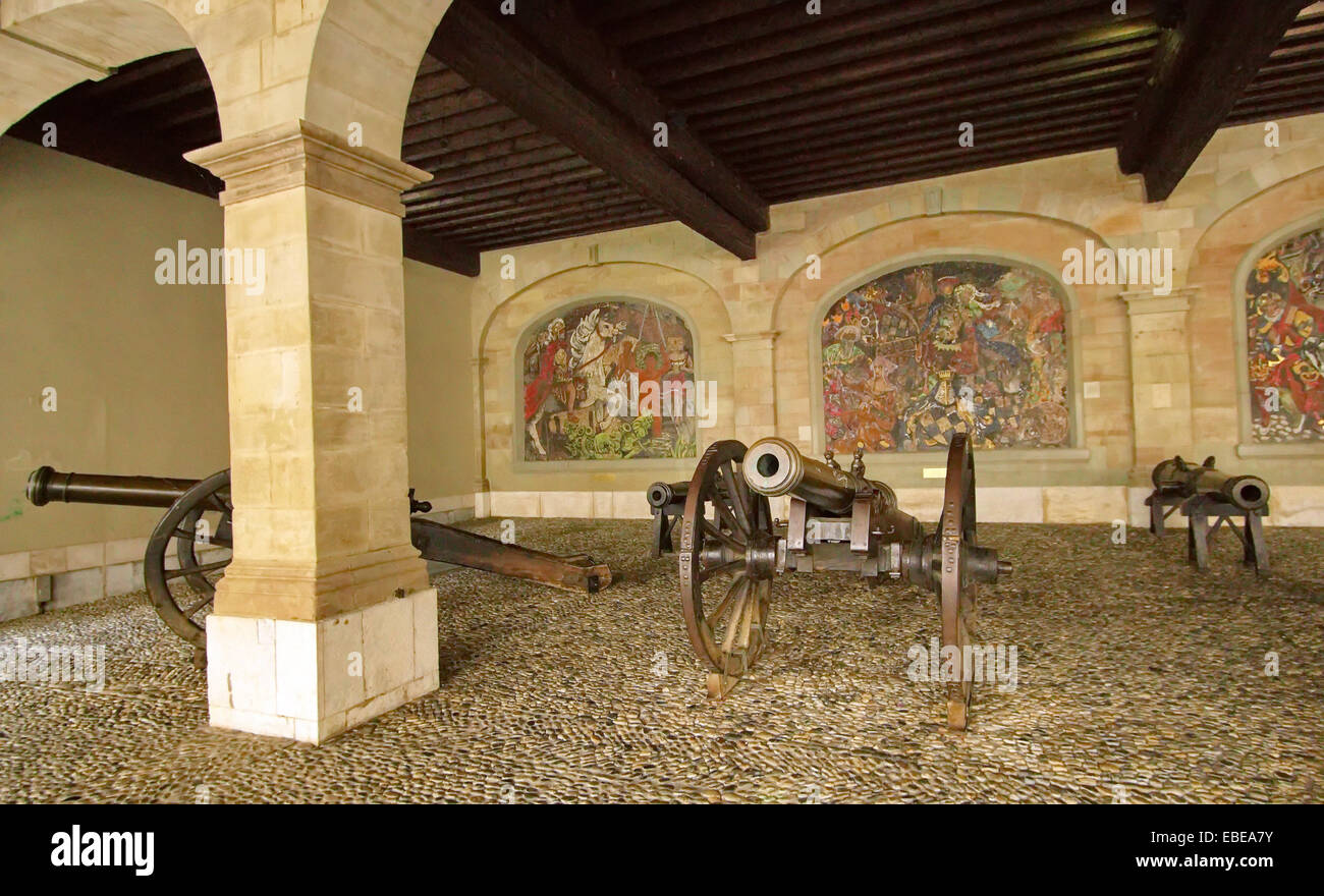 Old arsenal with ancient cannons and painting, Geneva, Switzerland ...