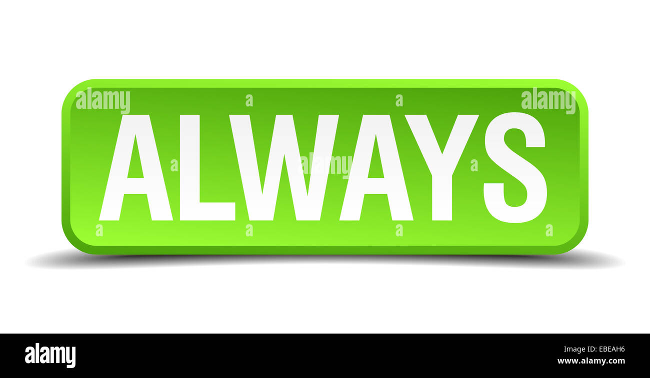 Always green 3d realistic square isolated button Stock Photo - Alamy