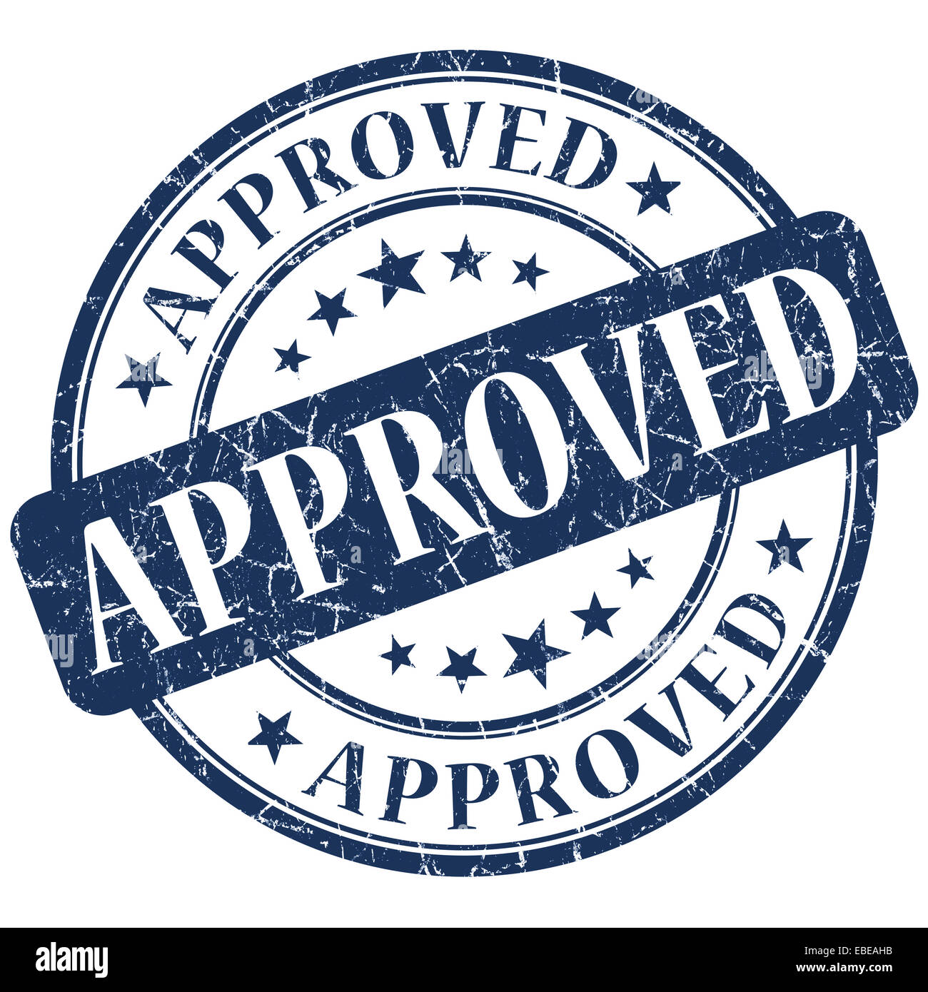 Approved blue stamp Stock Photo - Alamy