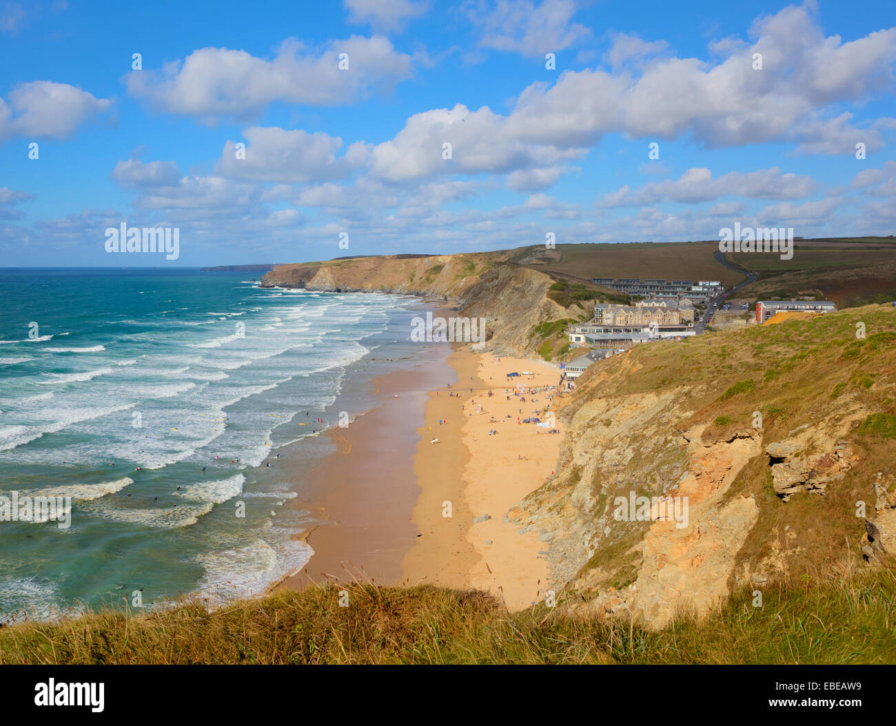 Watergate Bay Cornwall England UK Cornish north coast between Newquay ...