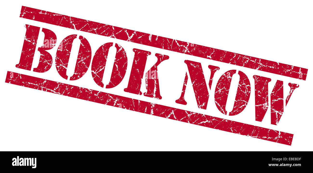 book now red square grungy isolated rubber stamp Stock Photo - Alamy