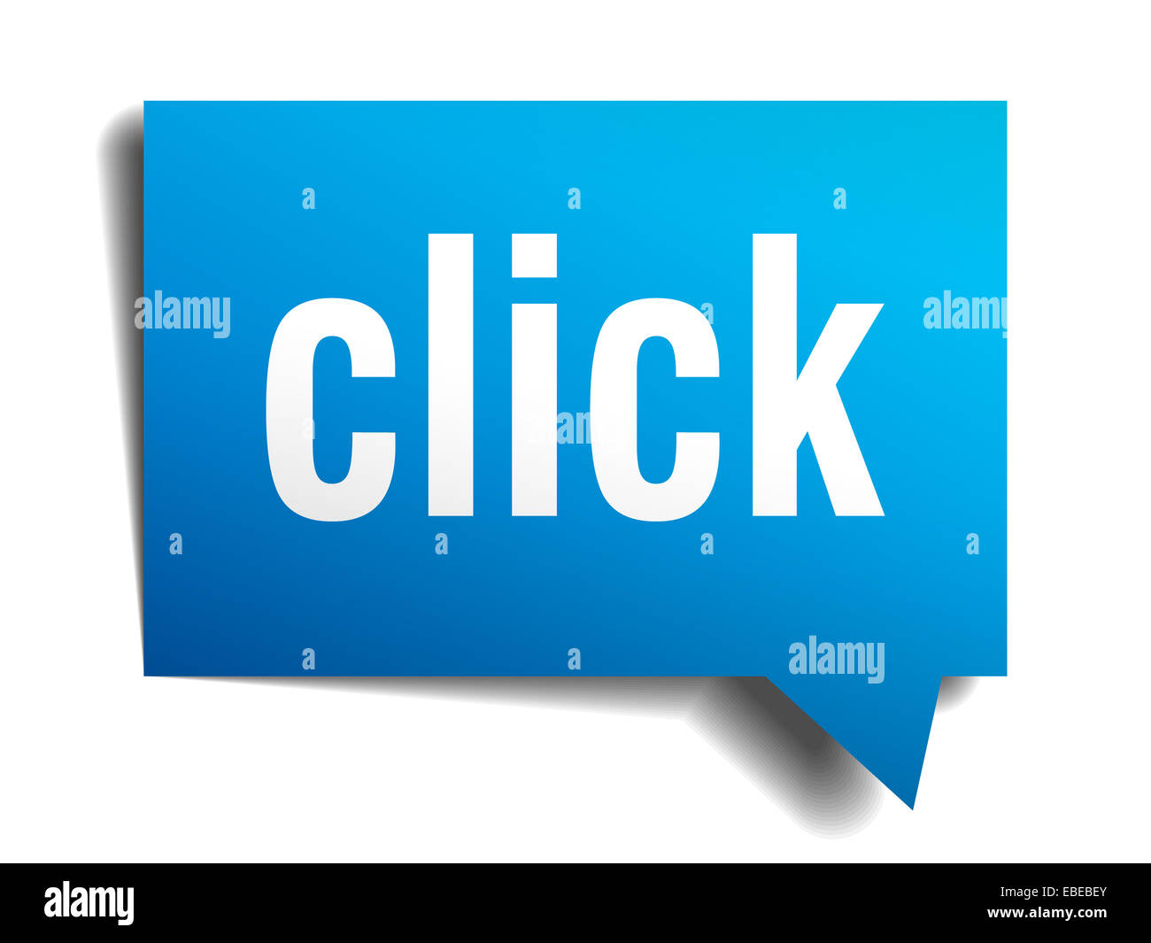 Click blue 3d realistic paper speech bubble isolated on white Stock ...