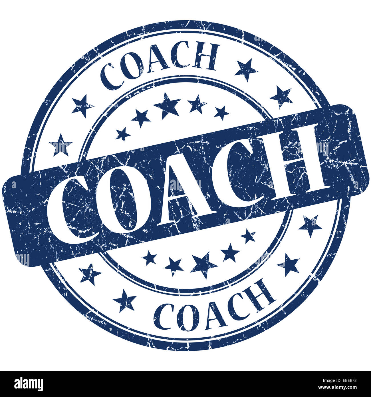 Coach blue round grungy vintage rubber stamp Stock Photo - Alamy
