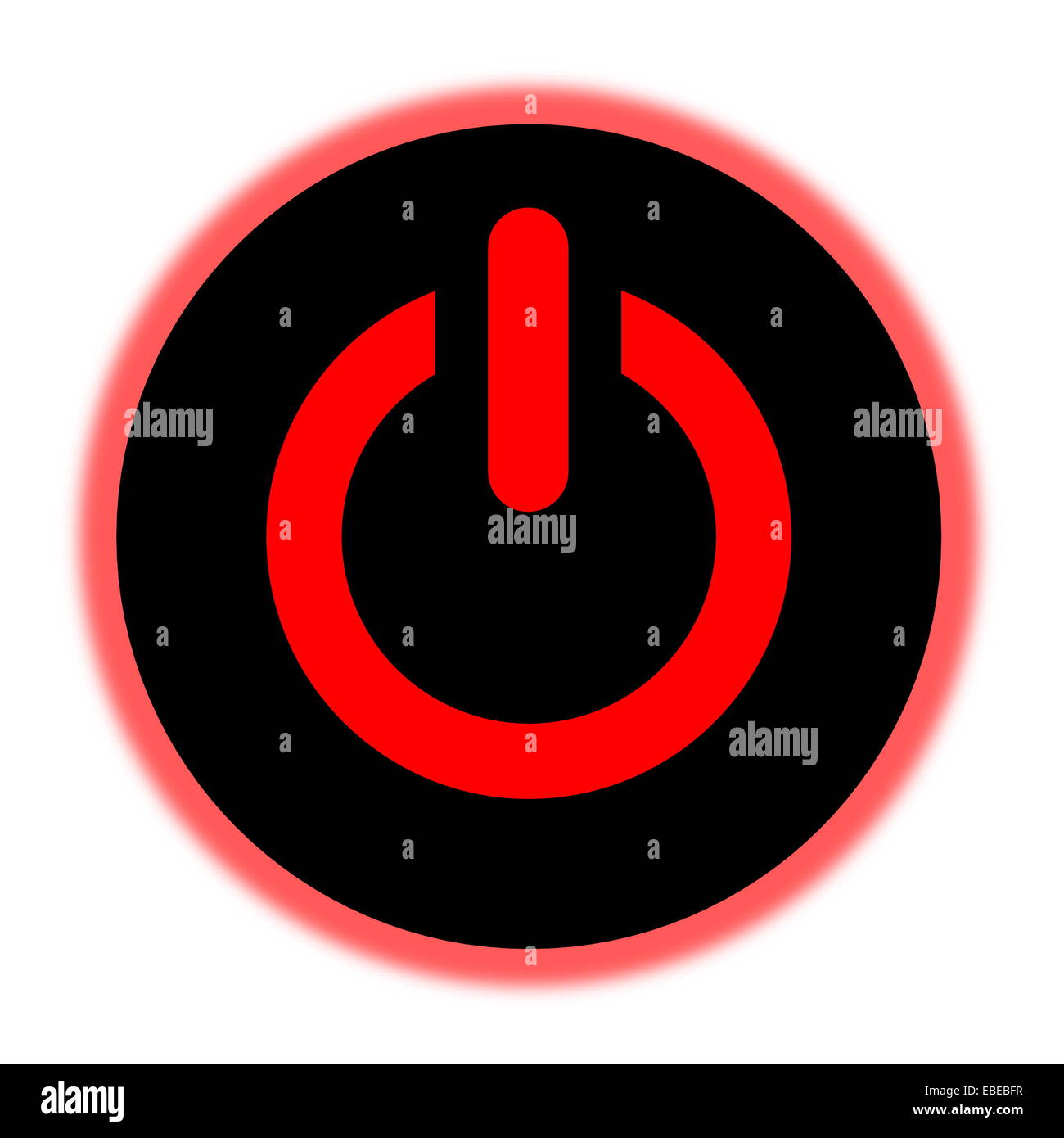 Red and black button off isolated in white background Stock Photo - Alamy