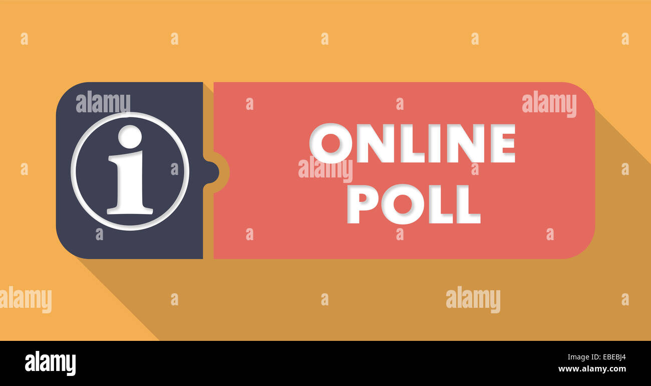 Online Poll Button in Flat Design with Long Shadows on Orange ...