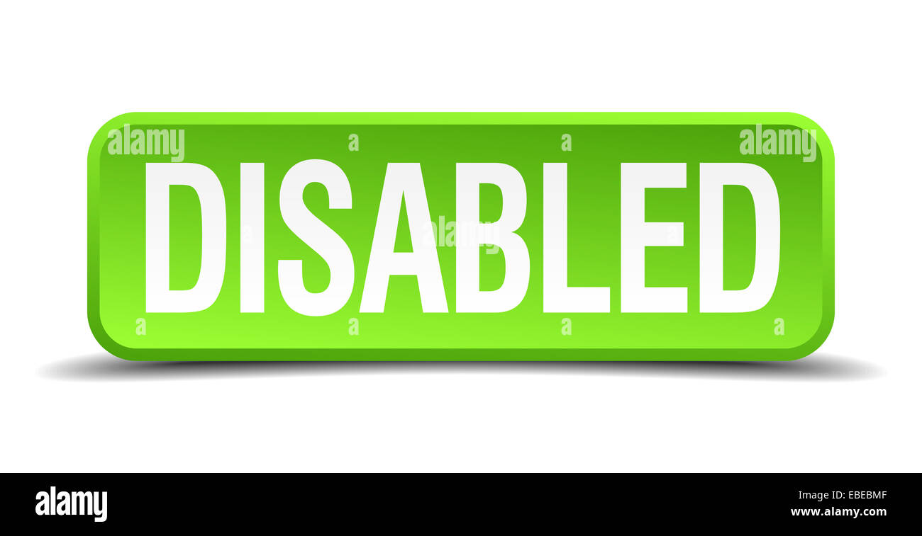 Disabled green 3d realistic square isolated button Stock Photo - Alamy