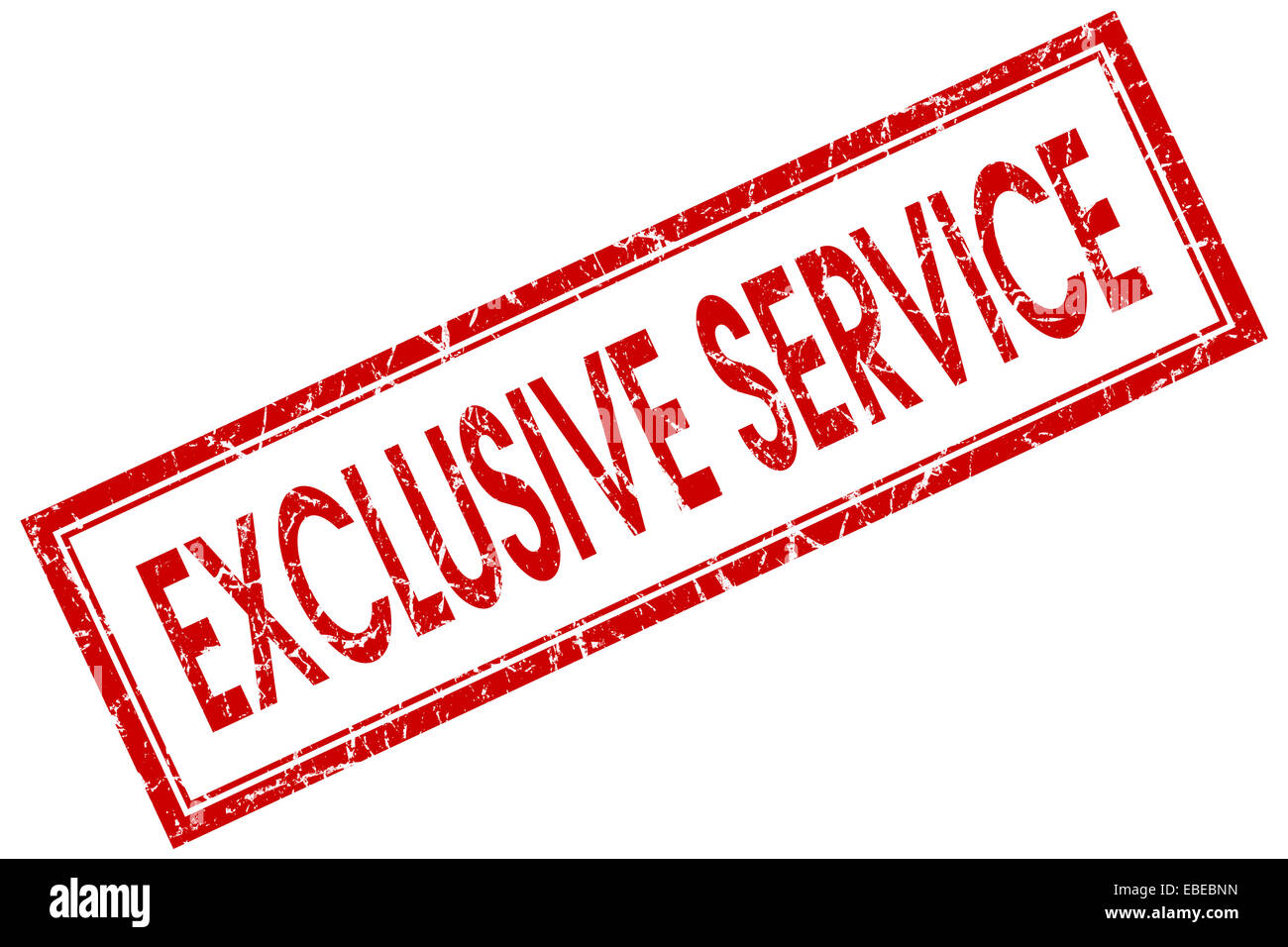 Exclusive service red square grungy stamp isolated on white background ...