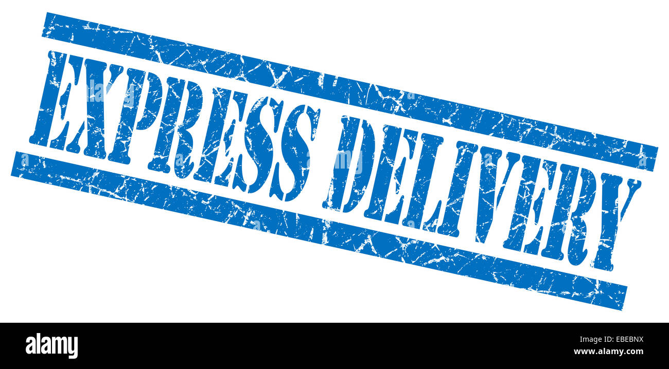 express delivery blue grungy stamp isolated on white background Stock ...