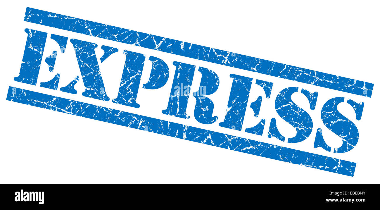 express blue grungy stamp isolated on white background Stock Photo - Alamy