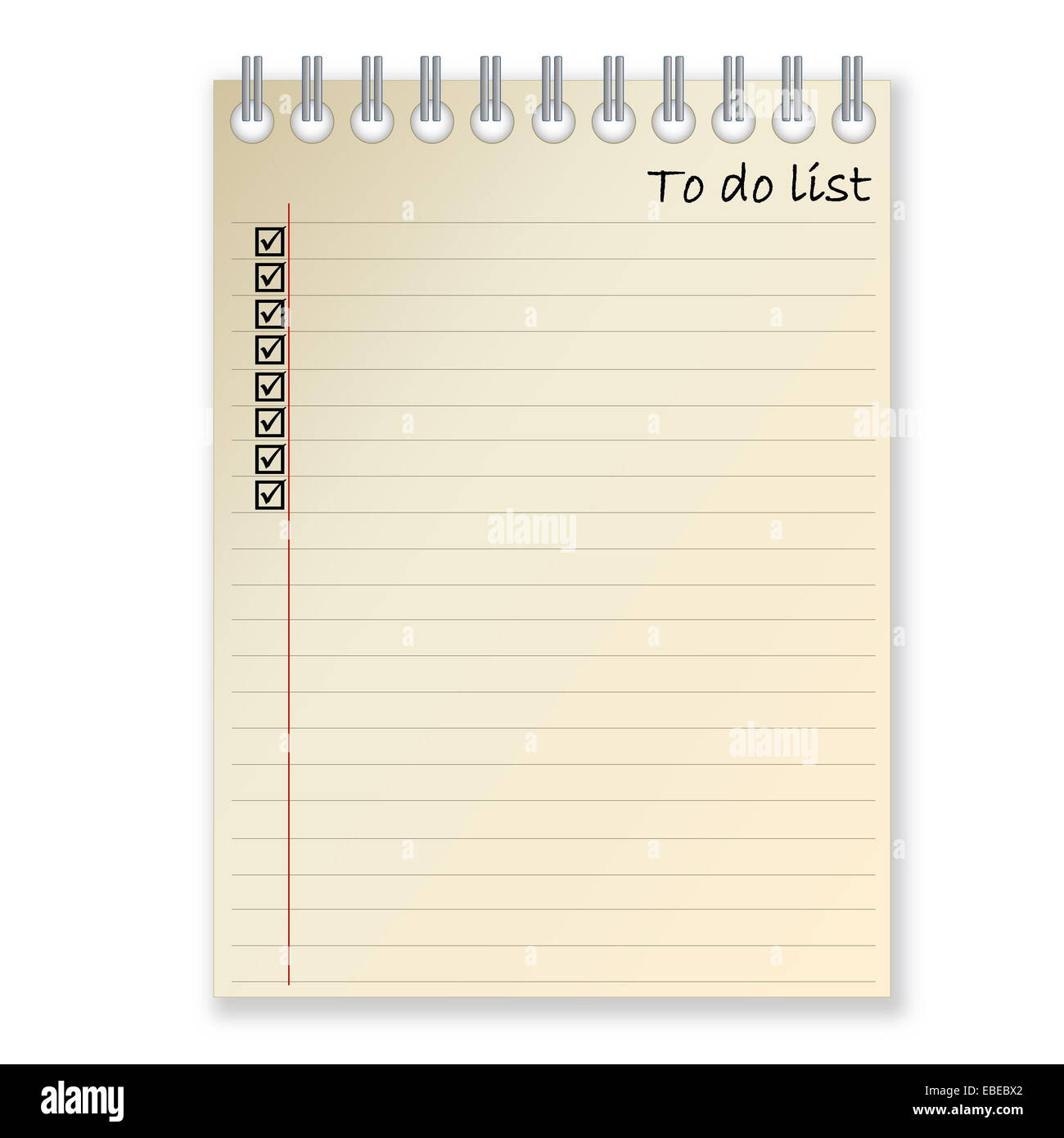Notebook for writing things to do in white background Stock Photo - Alamy