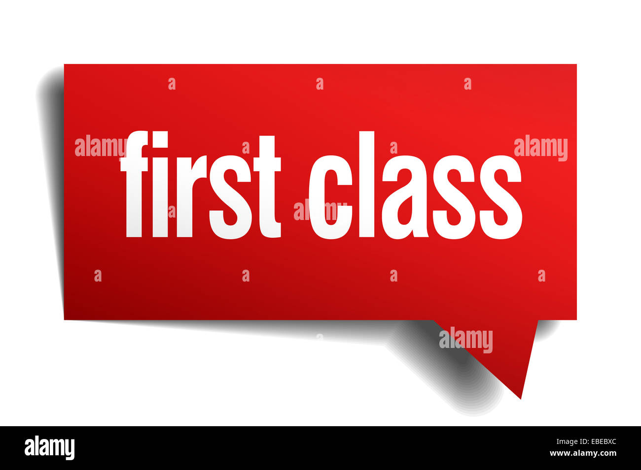 first class red 3d realistic paper speech bubble Stock Photo - Alamy