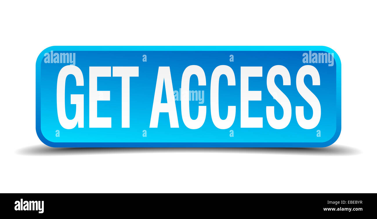 Get access blue 3d realistic square isolated button Stock Photo - Alamy
