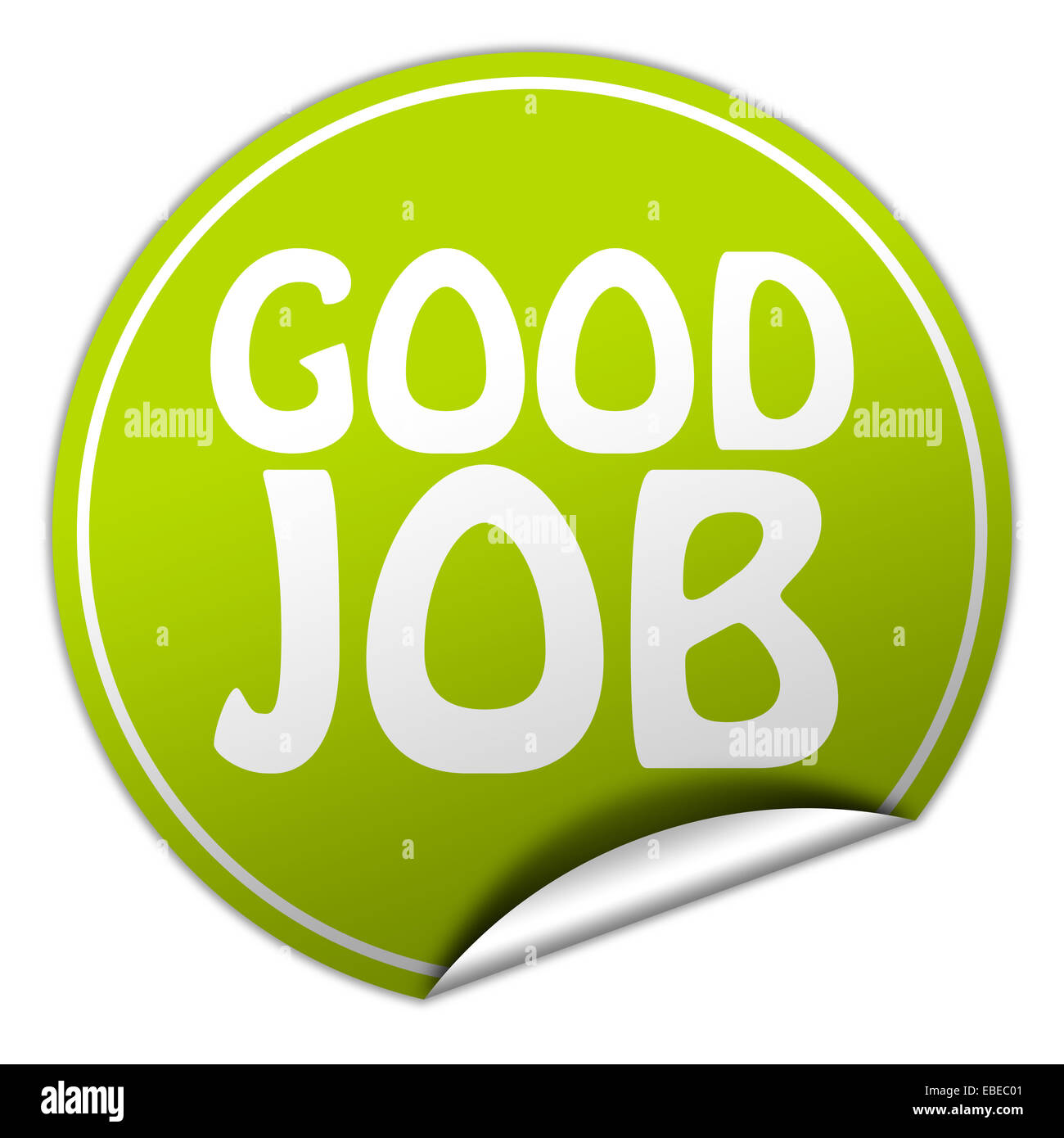 Good job round green sticker on white background Stock Photo - Alamy