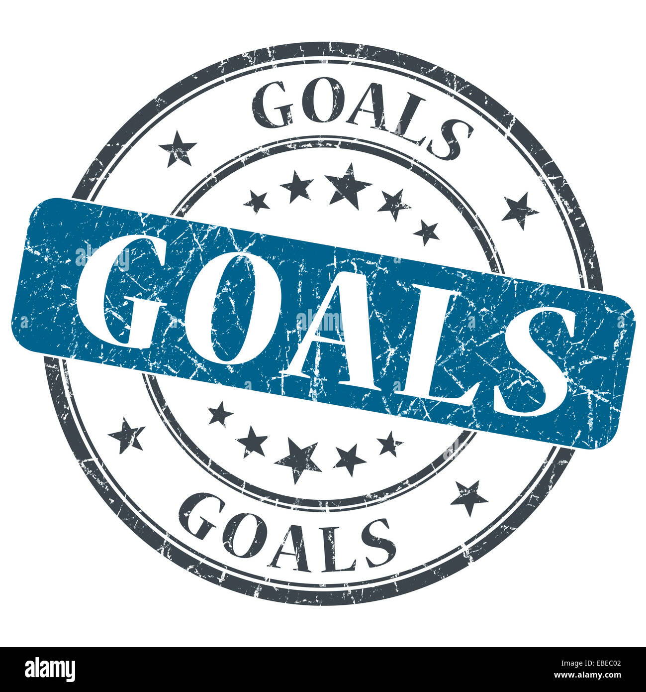 Goals blue grunge textured vintage isolated stamp Stock Photo - Alamy