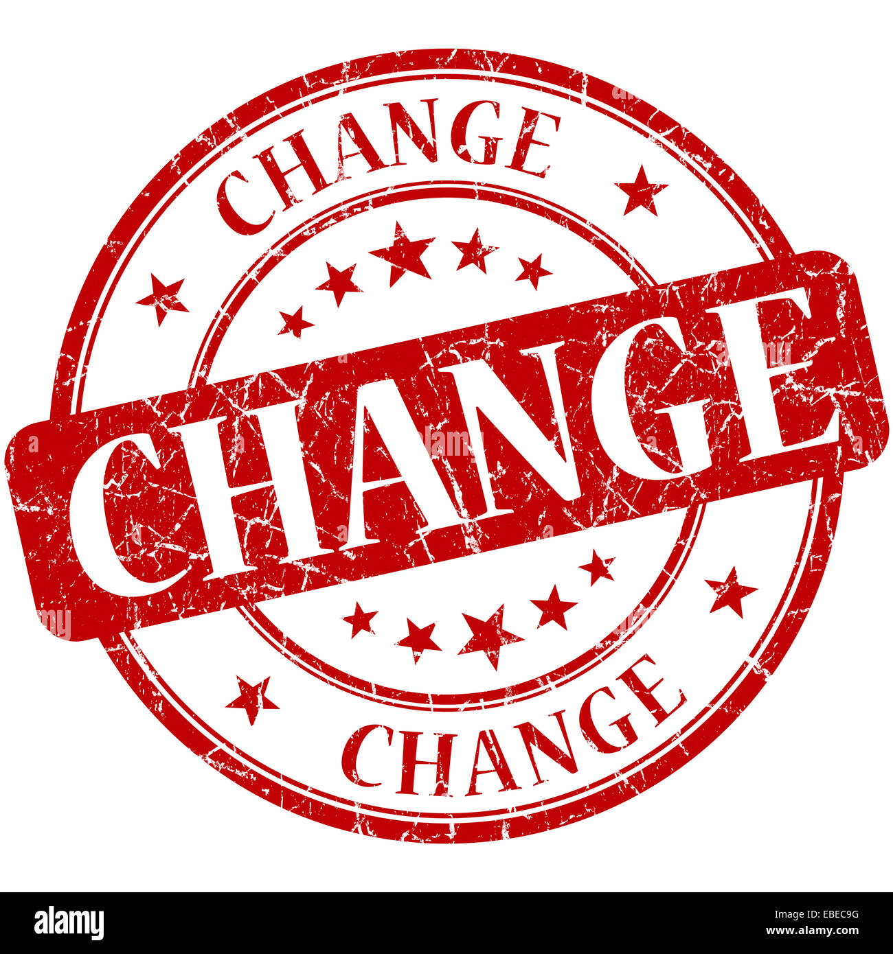 Change red round grungy vintage rubber stamp Stock Photo - Alamy