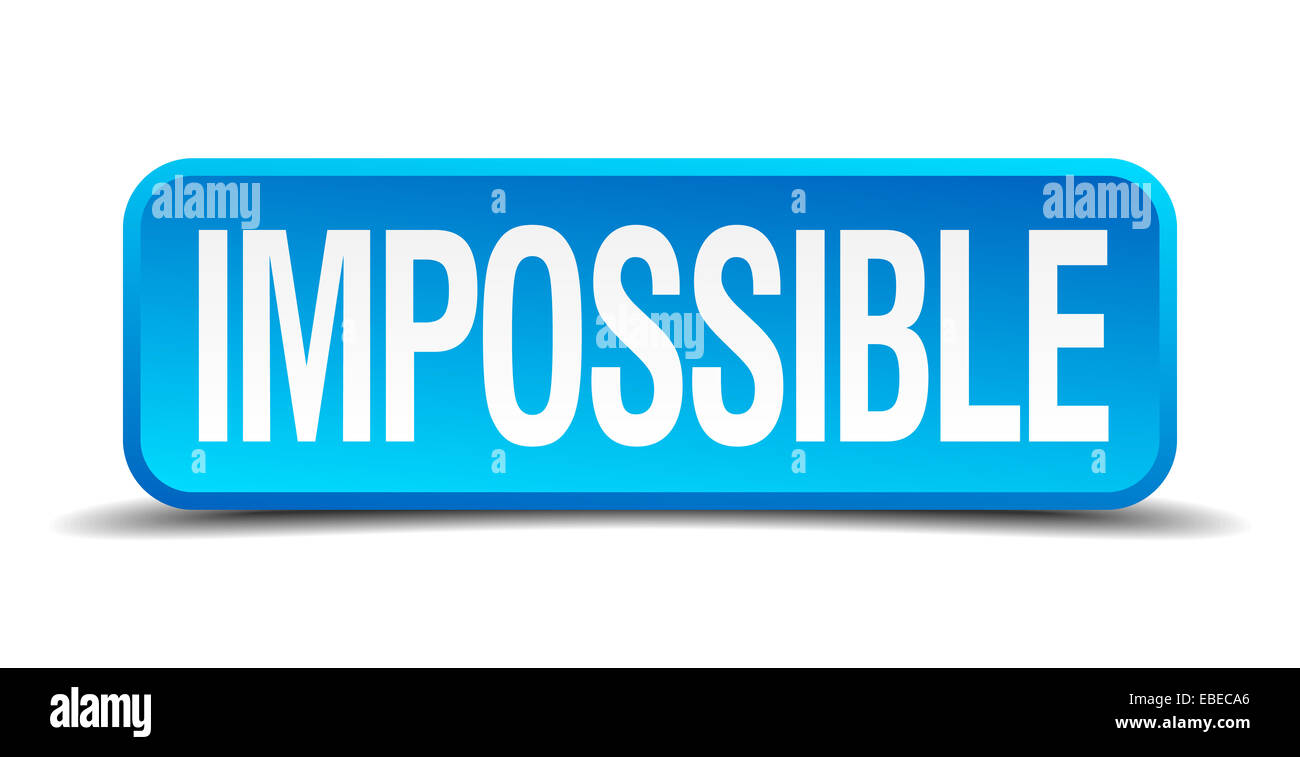 Impossible blue 3d realistic square isolated button Stock Photo - Alamy