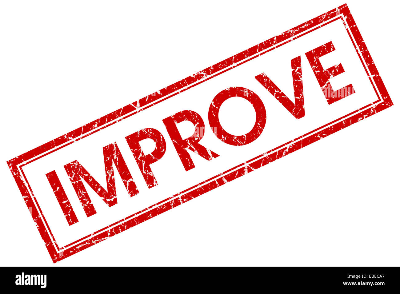 Improve red square grungy stamp isolated on white background Stock ...