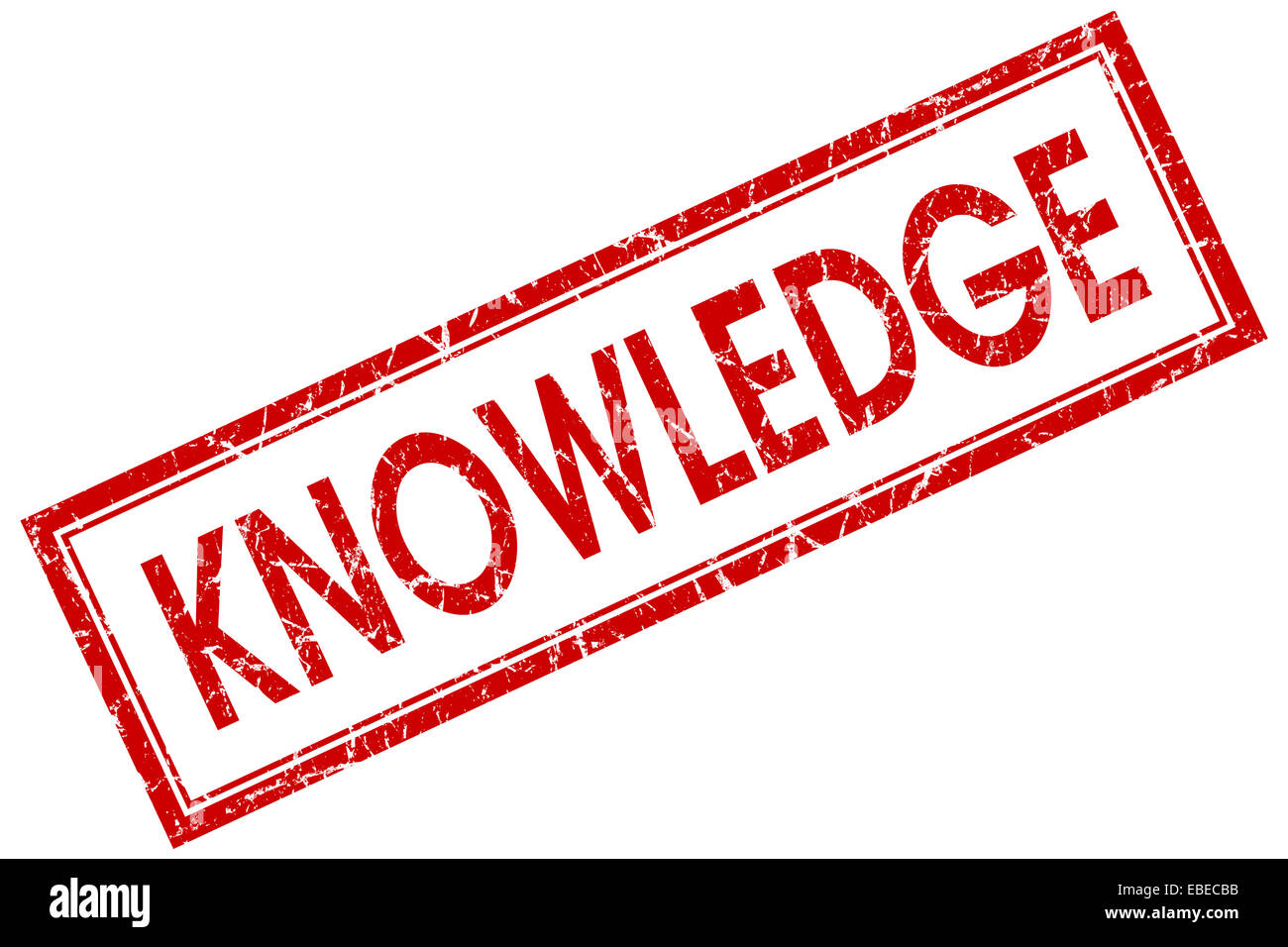 Knowledge red square grungy stamp isolated on white background Stock ...