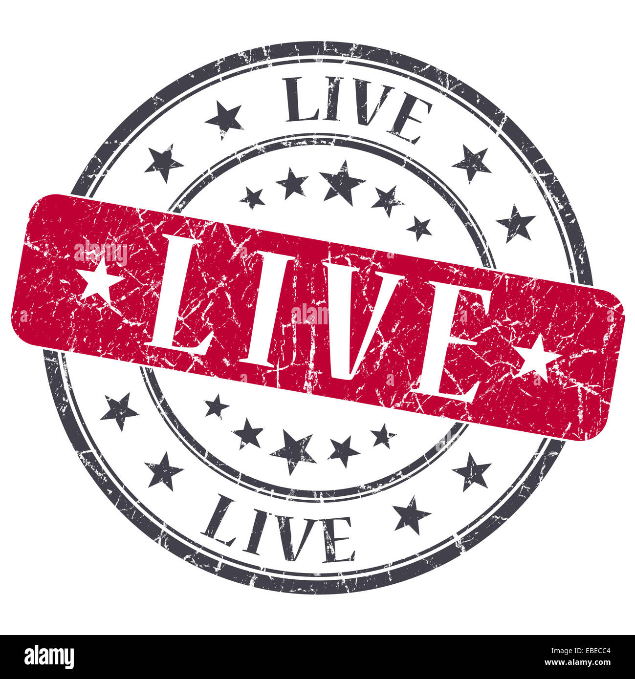 Live red round grungy stamp isolated on white background Stock Photo ...