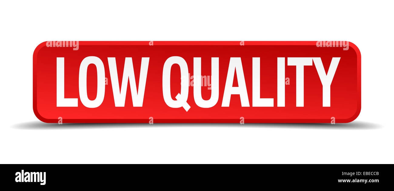 low quality red 3d square button isolated on white Stock Photo - Alamy