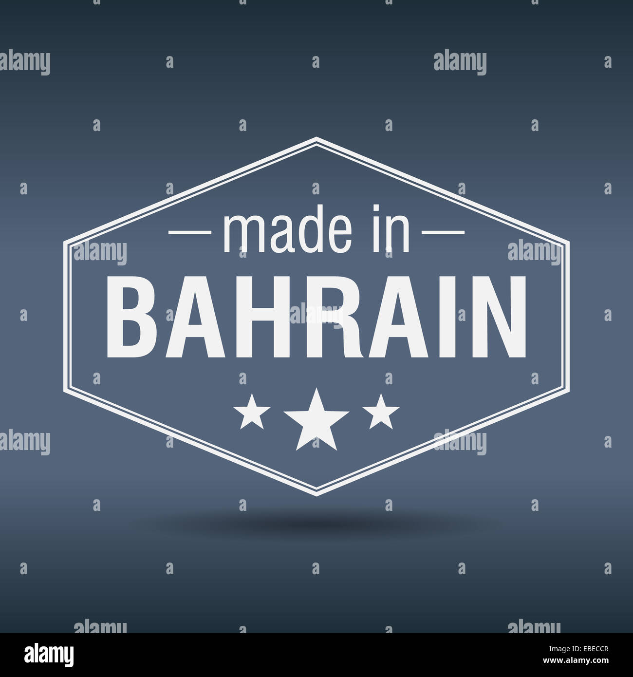 made in Bahrain hexagonal white vintage label Stock Photo - Alamy