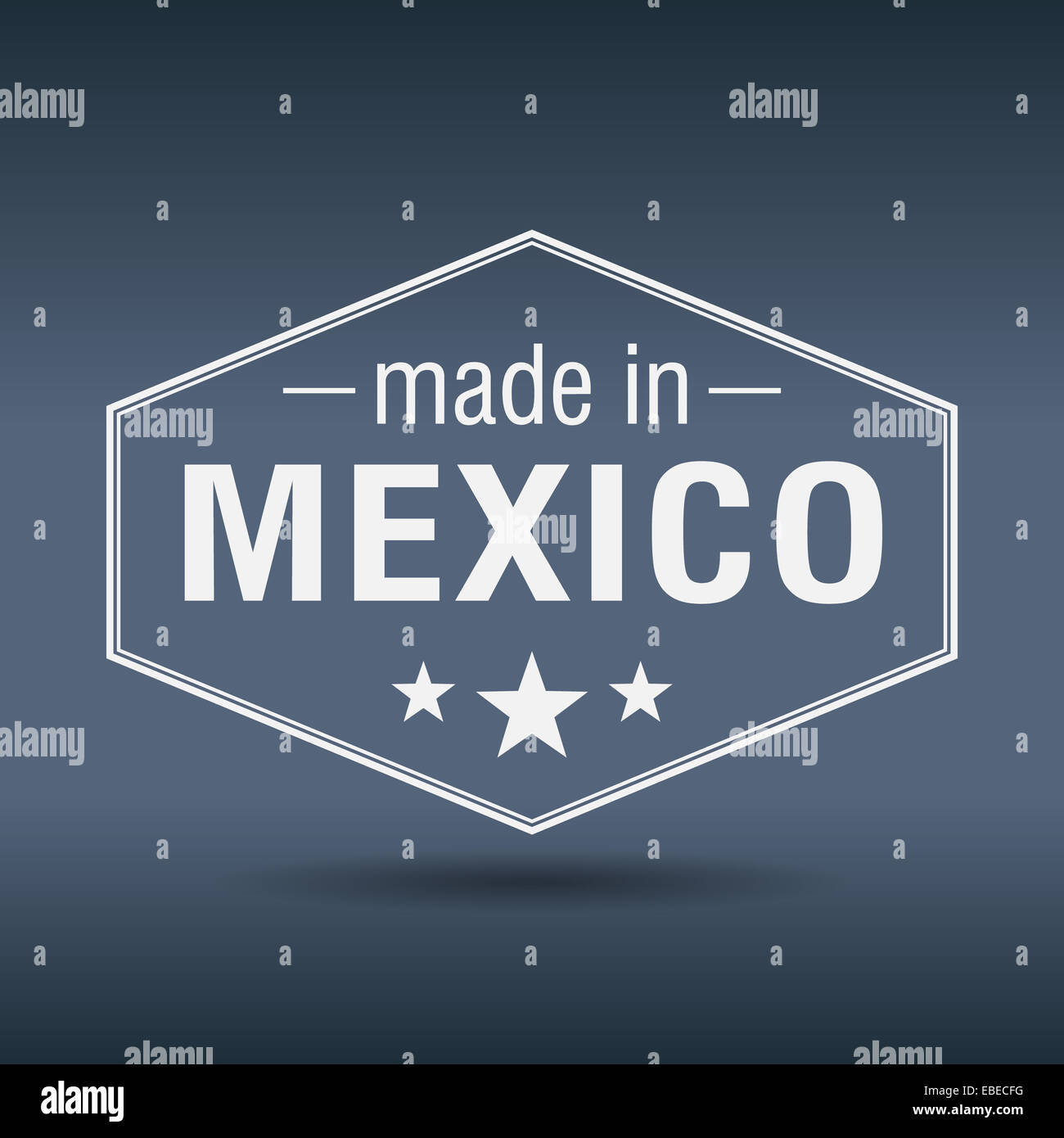 made in Mexico hexagonal white vintage label Stock Photo - Alamy