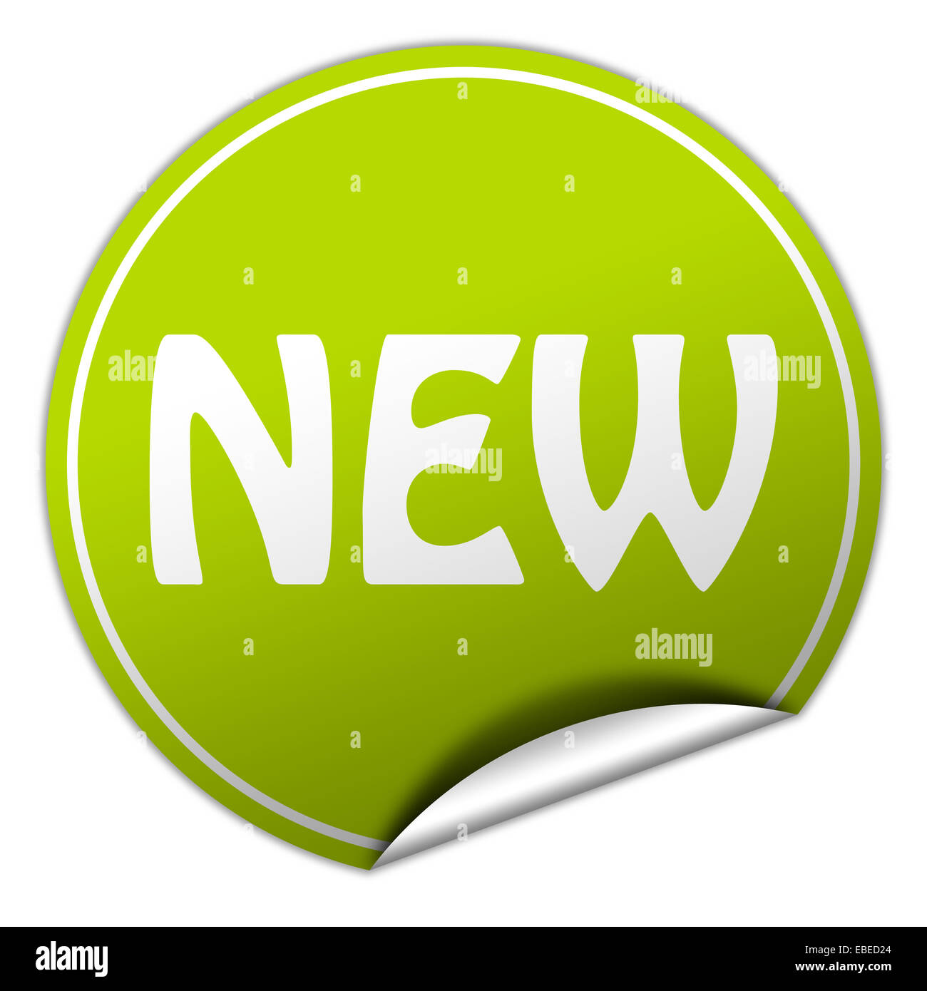 new round green sticker on white background Stock Photo - Alamy