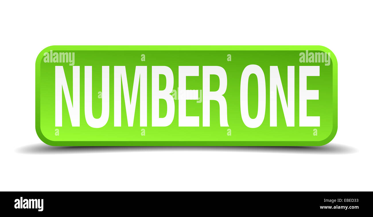 number one green 3d realistic square isolated button Stock Photo - Alamy