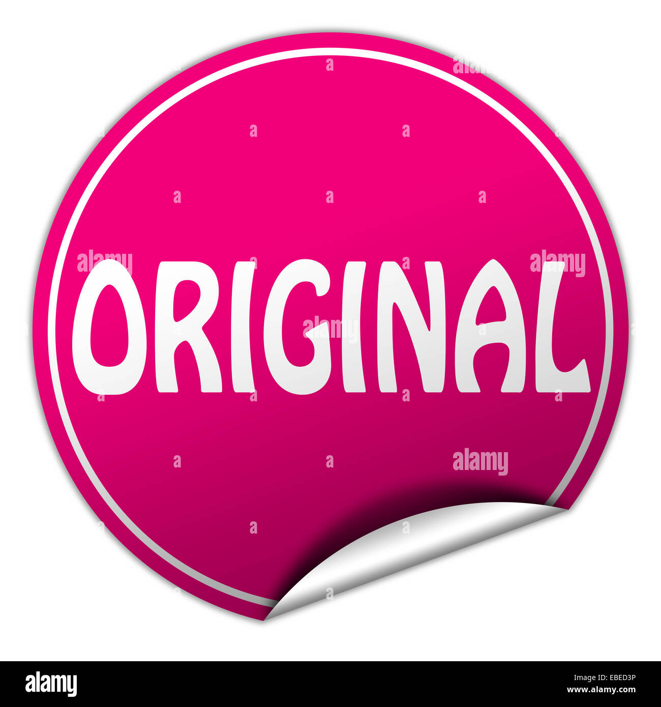 original round pink sticker on white background Stock Photo - Alamy