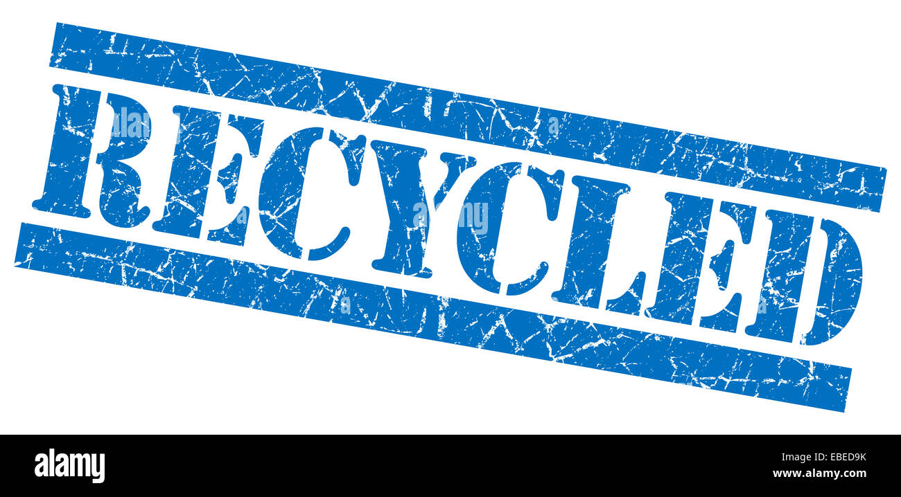 Recycled grunge blue stamp Stock Photo - Alamy