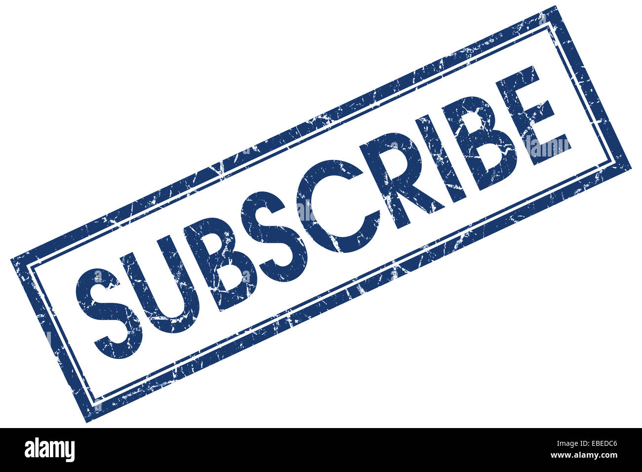 Subscribe blue square grungy stamp isolated on white background Stock ...